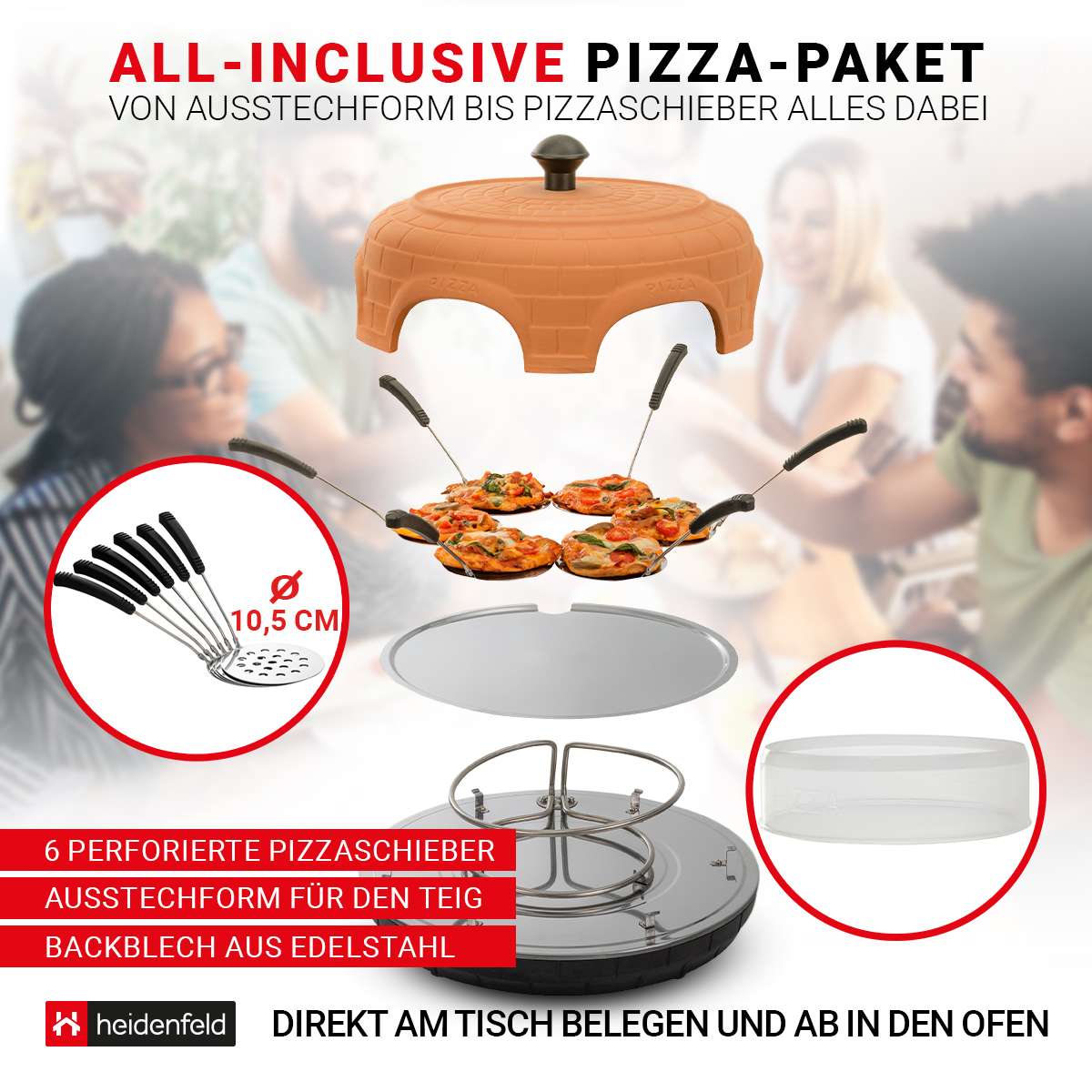 Mini-Pizzaofen Pizzachef: Heidenfeld Pizzadom 6 Personen