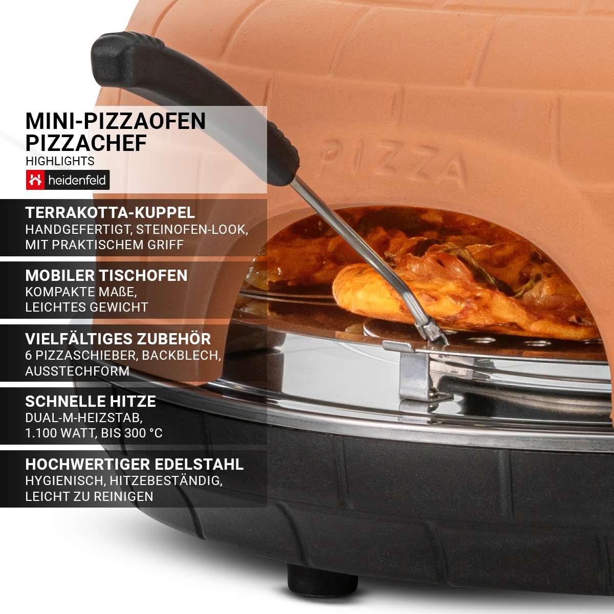 Mini-Pizzaofen Pizzachef: Heidenfeld Pizzadom 6 Personen